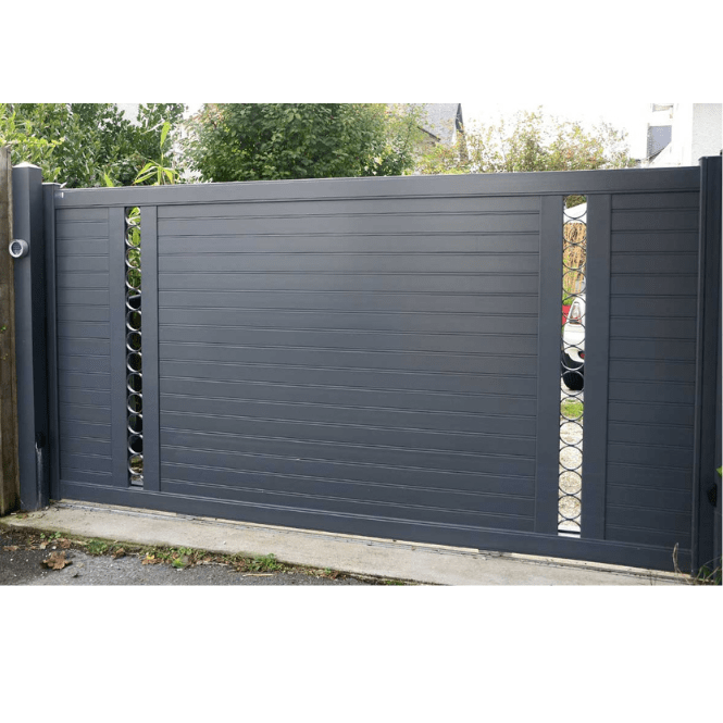 Sliding Model Modern Fresco Laser Cut Gates | Slab Driveway Gate ...